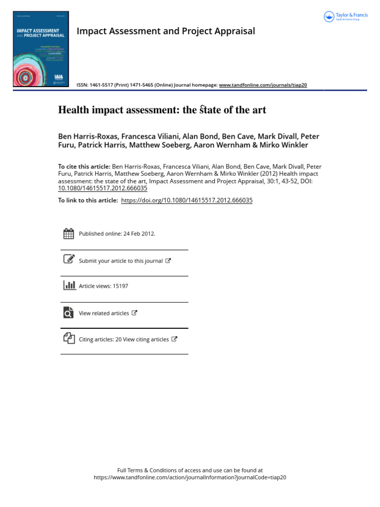 Health Impact Assessment Overview | PDF | Environmental Impact ...