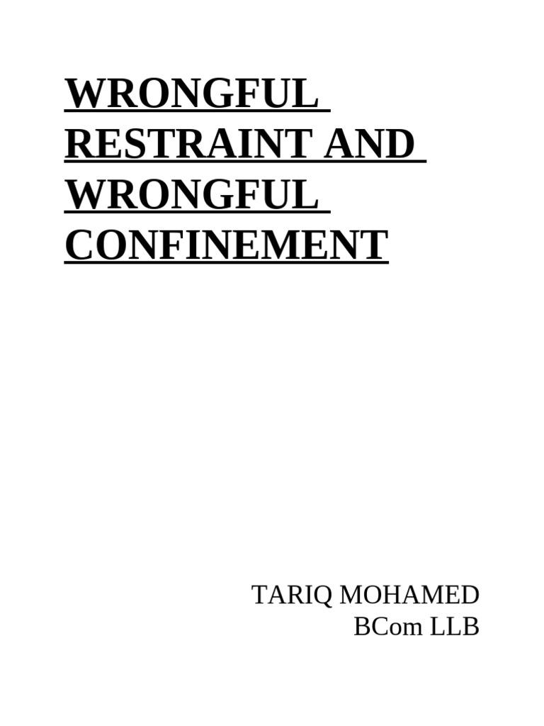 Wrongful Restraint vs. Confinement Explained | PDF | Bail | Crimes