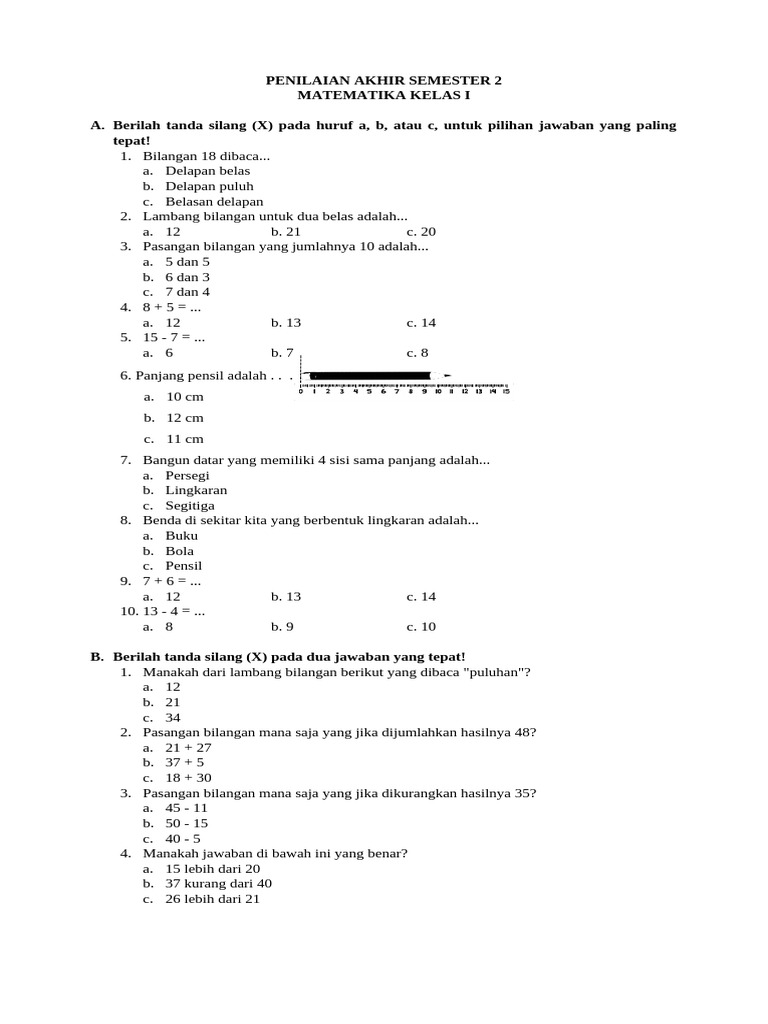 A. MATEMATIKA KELAS 1 S2 | PDF