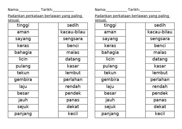 Latihan Antonim | PDF
