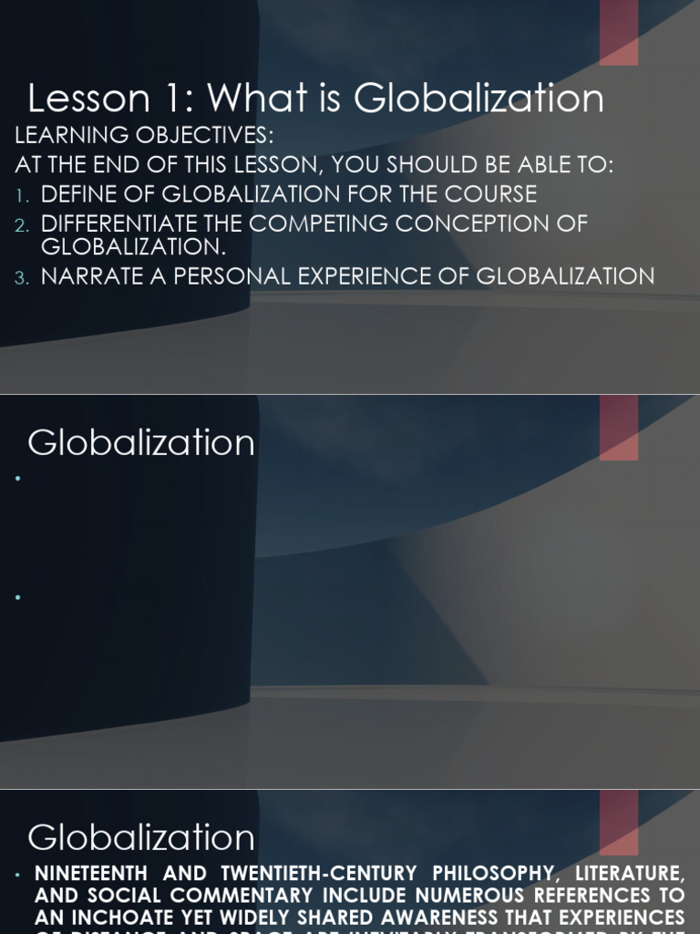 TCW Lesson 1 Globalization | PDF | Globalization | Cultural Globalization