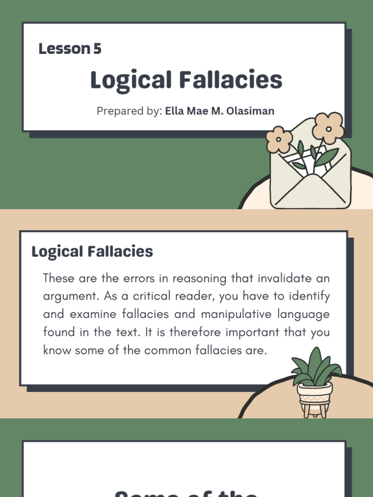 Lesson 5 - Logical Fallacies | PDF | Fallacy | Argument