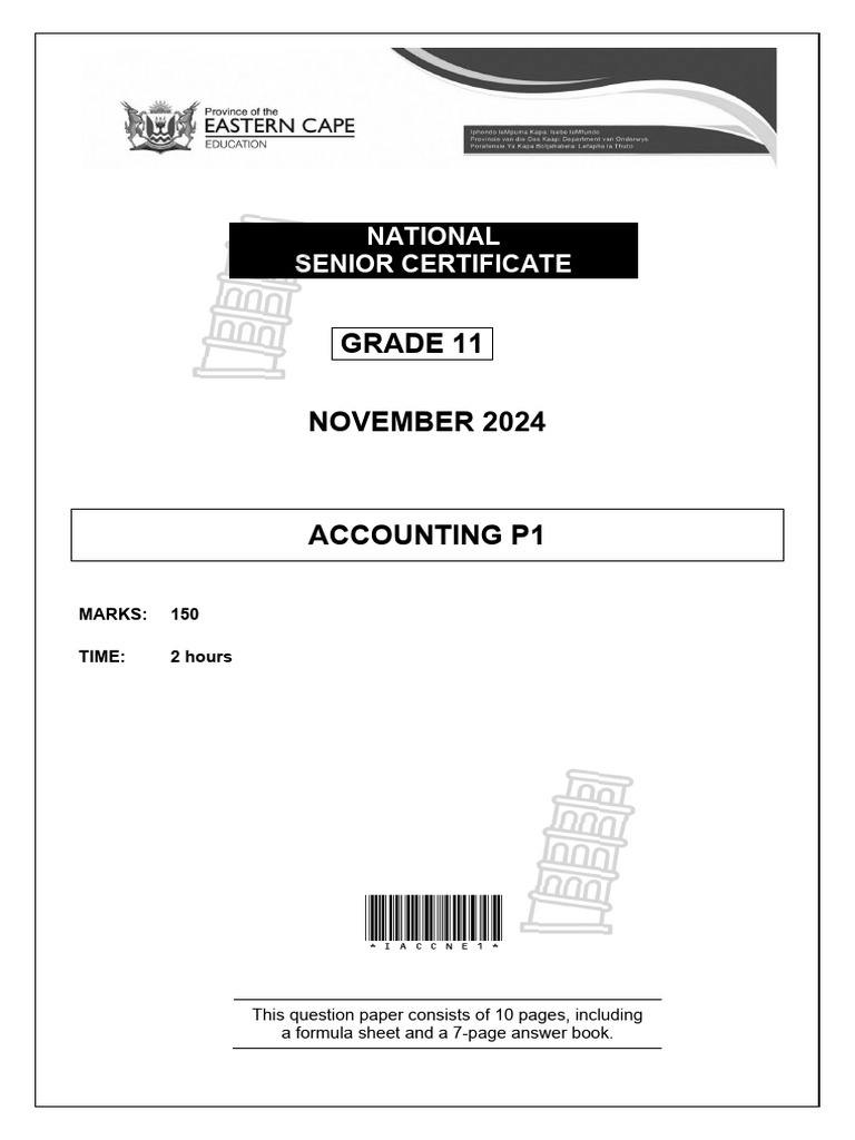 EC Accounting Grade 11 November 2024 P1 and Memo | PDF | Debits And Credits | Book Value
