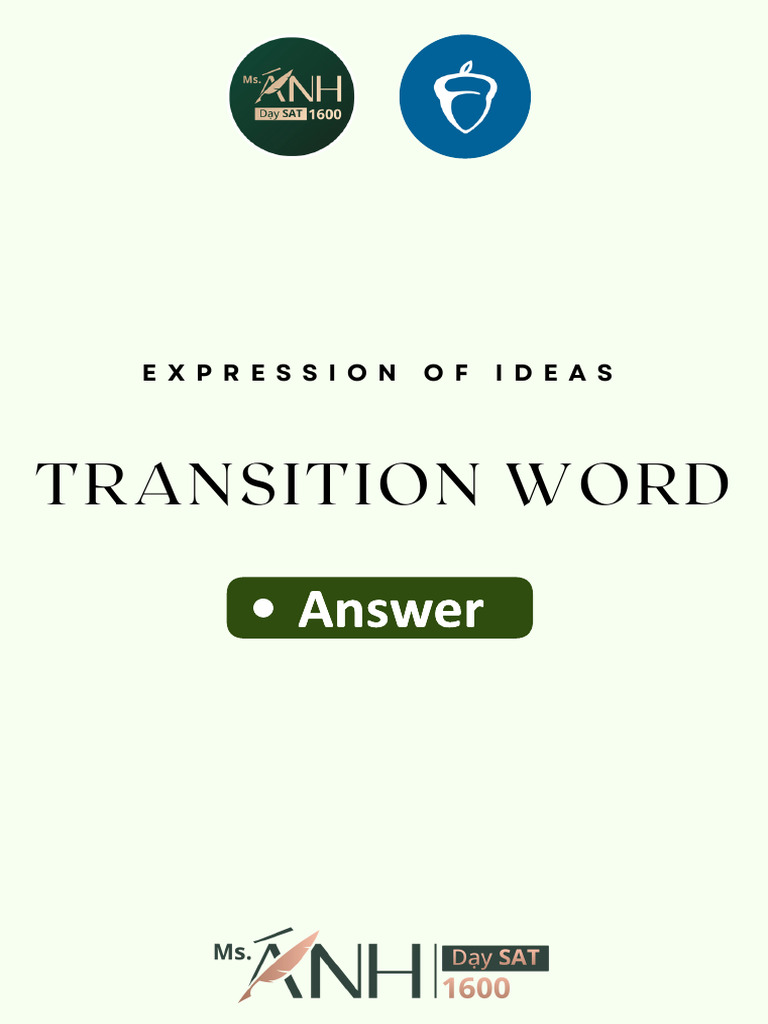 Logical Transitions in Writing | PDF | Chirality (Chemistry) | Sat