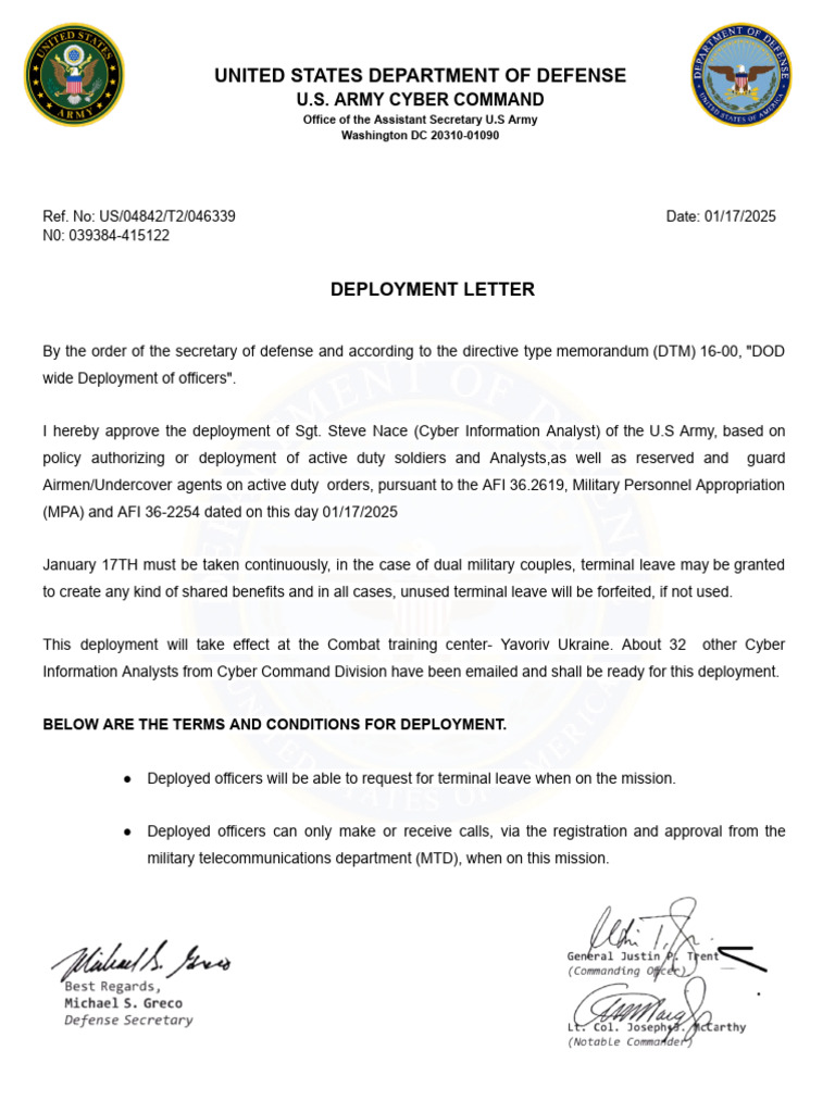 U.S. Army Cyber Deployment 2025 | PDF