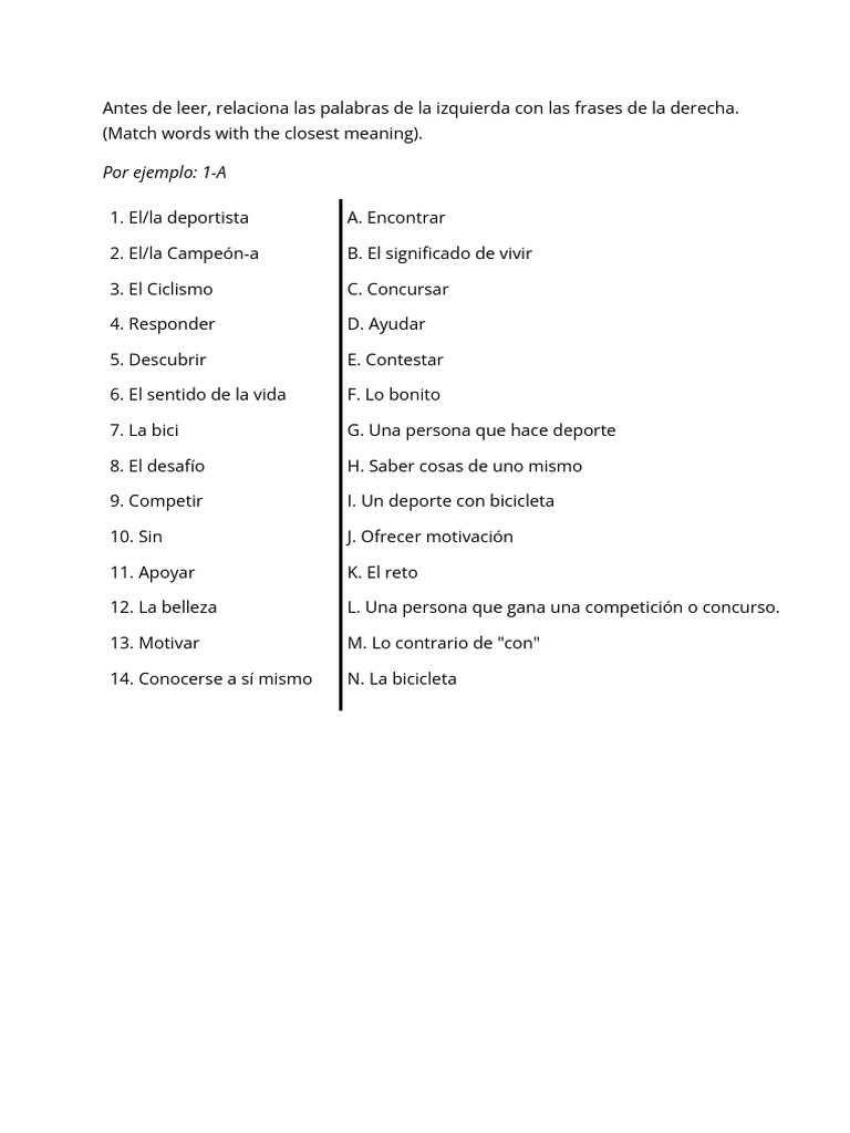 Ejercicio de lectura - Rutinas | PDF