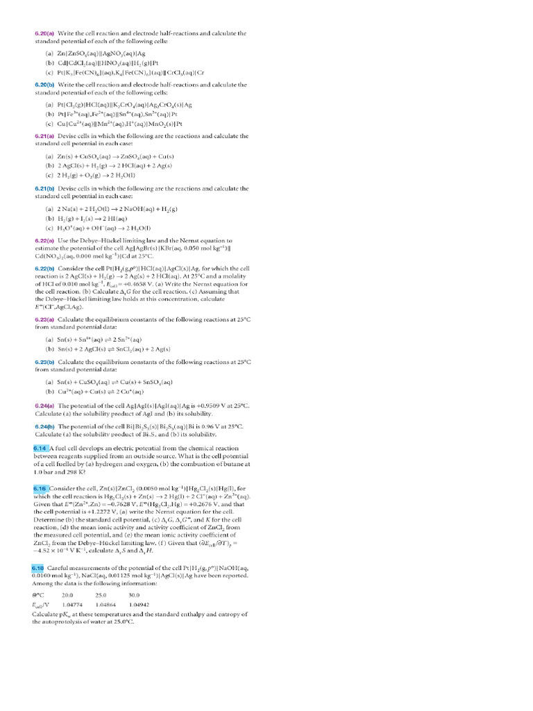 Electrochem Atkins Probs | PDF