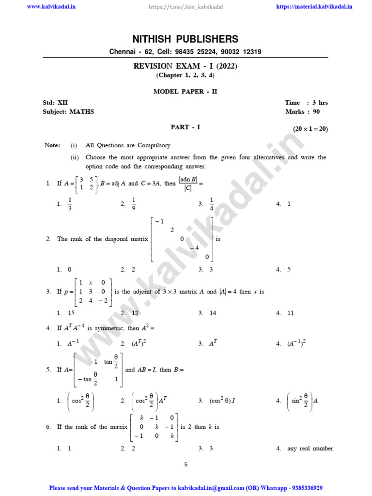 WWW - Kalvikadal.in: Nithish Publishers | PDF | Zero Of A Function | Mathematical Concepts