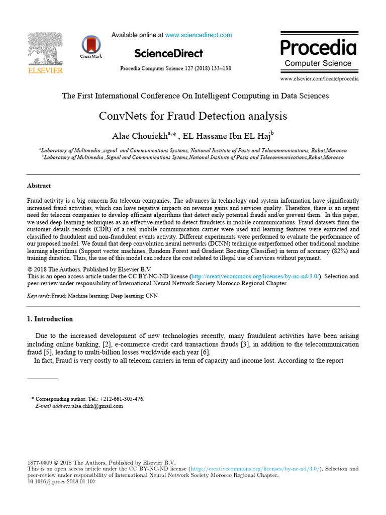 ConvNets For Fraud Detection Analysis | PDF | Support Vector Machine | Machine Learning