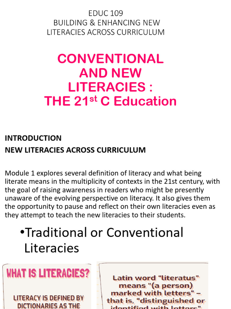 Module 1 Educ 109 Building and Enhancing New Literacies | PDF | Literacy | Learning