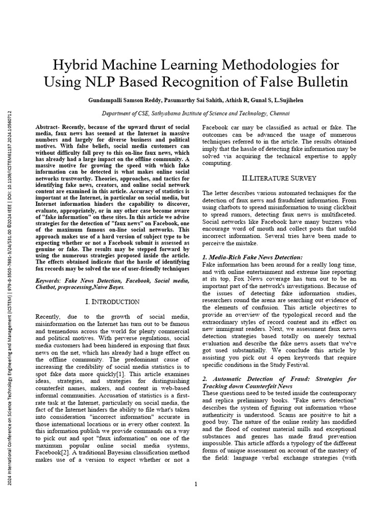 Hybrid Machine Learning Methodologies For Using NLP Based Recognition ...