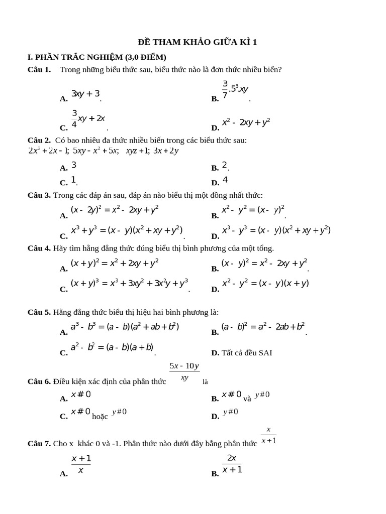 GK1 - Toan 8 - Truong THCS Đề 17 | PDF