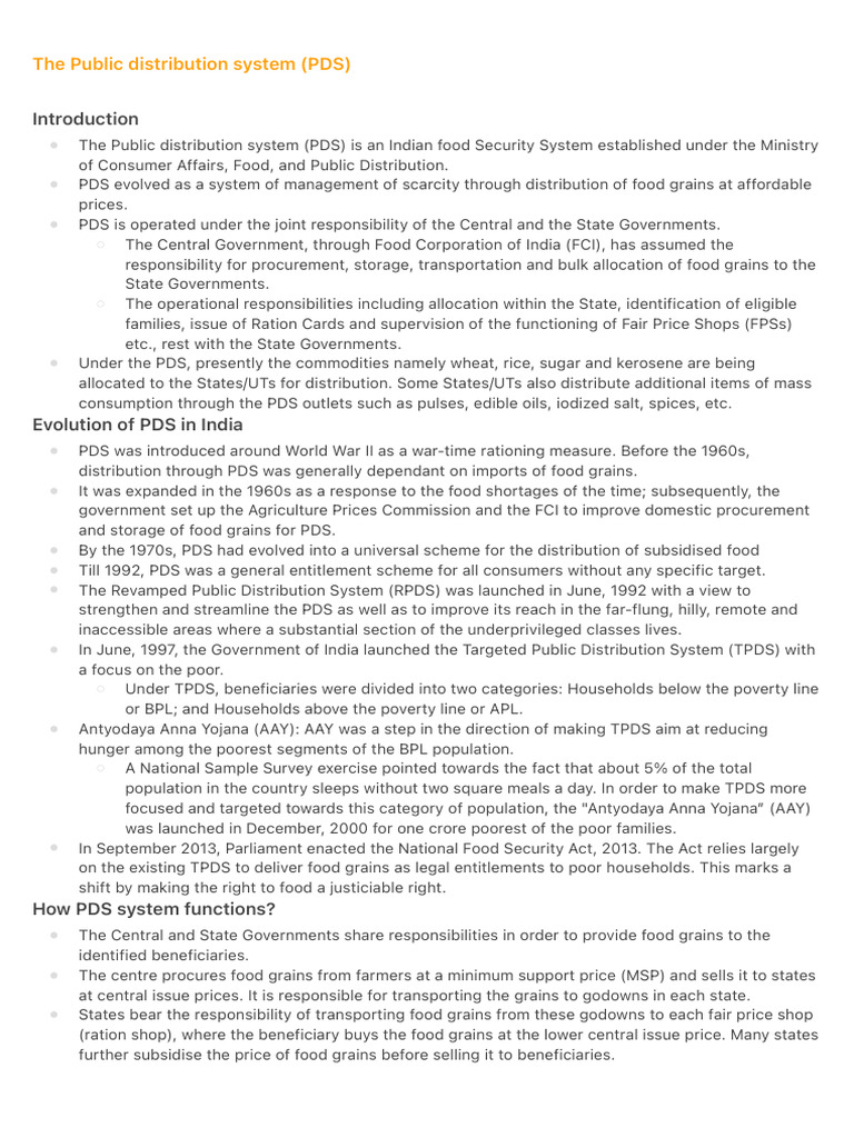 Overview of India's Public Distribution System | PDF | Economies ...