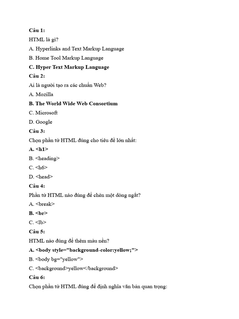 trắc nghiệm ltweb | PDF
