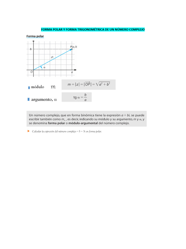 Forma Polar y Trigonométrica de Complejos | PDF