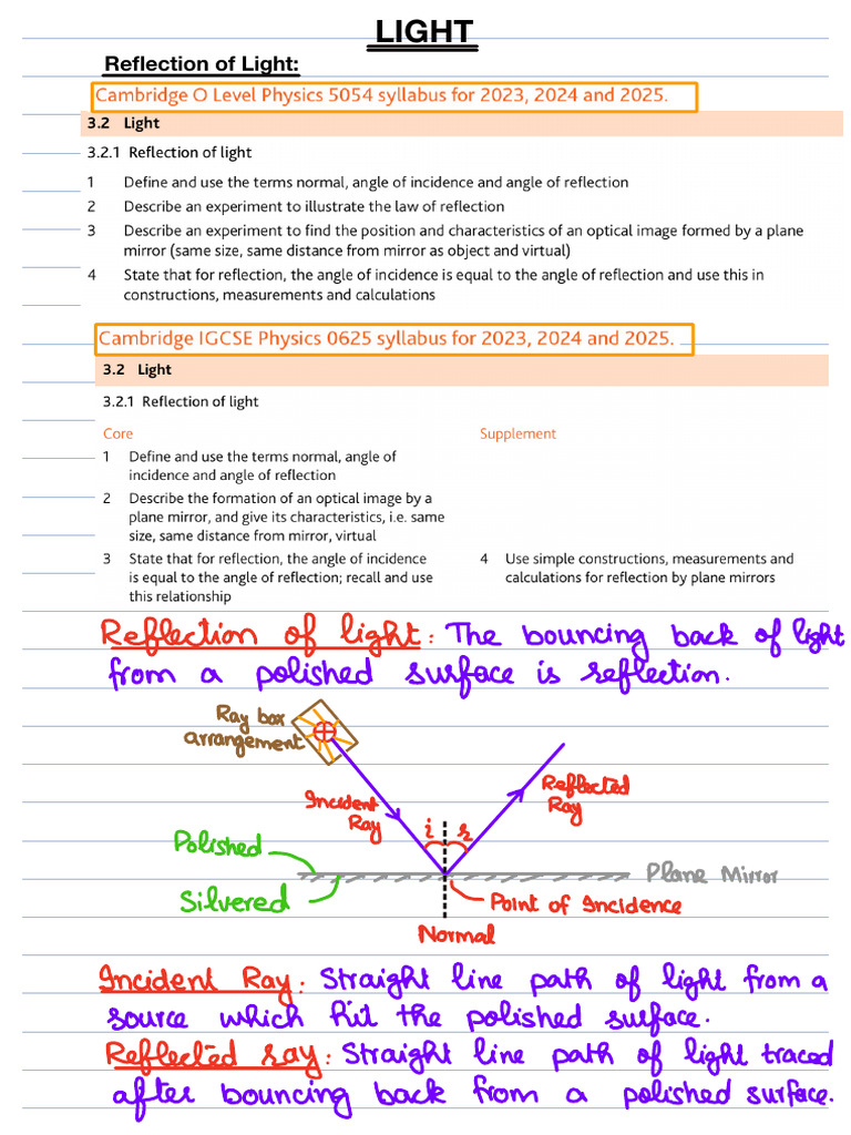 Light Reflection and Refraction Concepts | PDF | Refraction ...