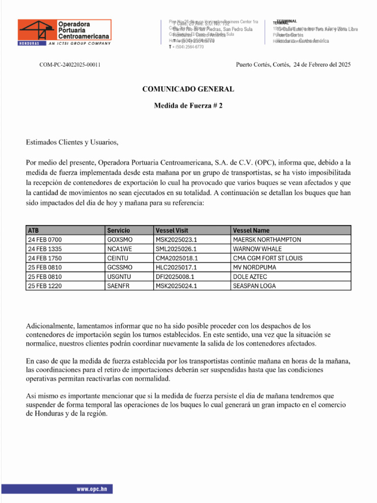 Comunicado Oficial OPC | PDF