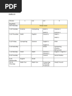 TimeTable - Grade 9 | PDF