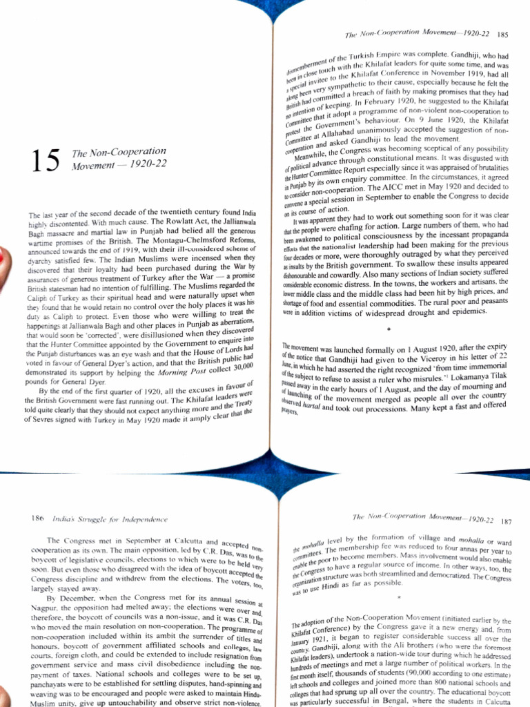 Non-Cooperation, Bipan Chandra | PDF | Mahatma Gandhi | British Raj