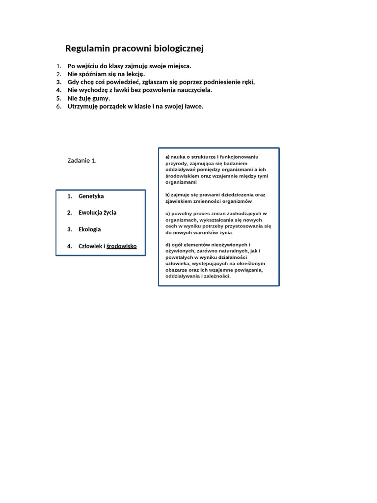 Lekcja Organizacyjna | PDF