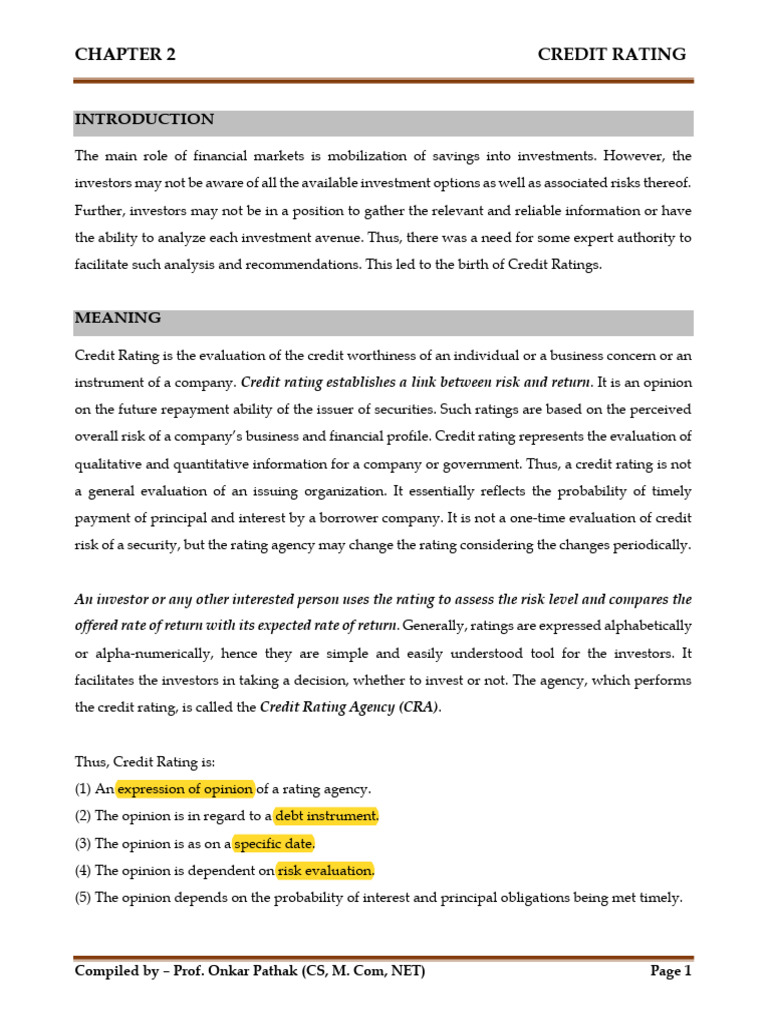 Credit Rating | PDF | Financial Risk | Credit Rating Agency