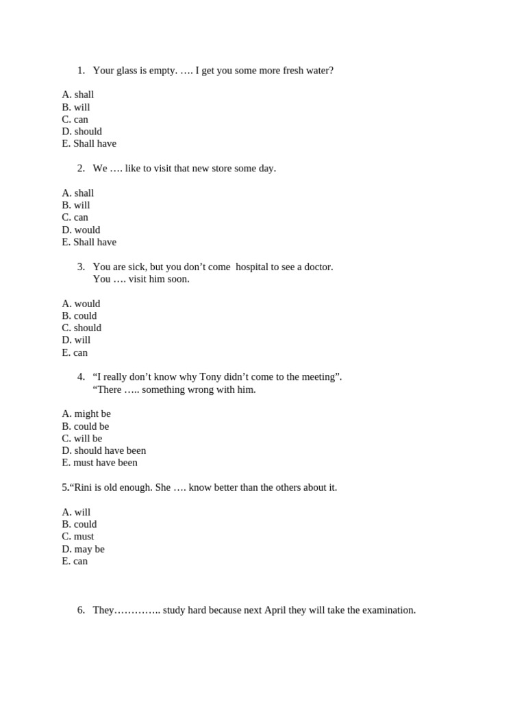 Modal Verbs Exercises with Answers | PDF