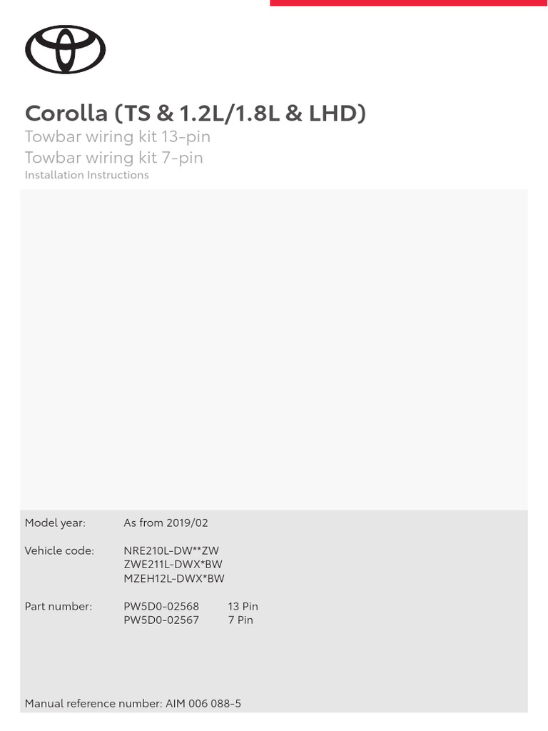 Shema Faisceau Câbles Toyota Corolla | PDF