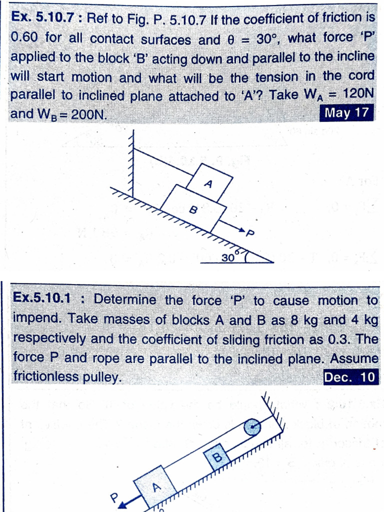 Problems on blocks on Inclined planes | PDF