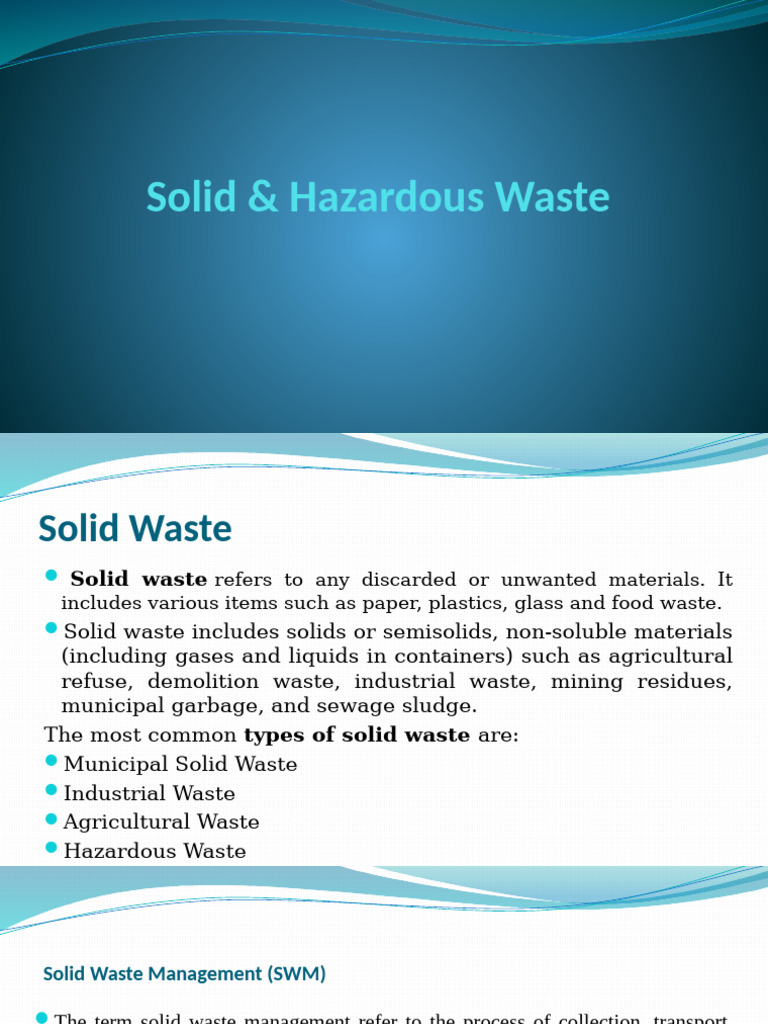Solid and Hazardous Waste Management Guide | PDF | Waste | Municipal ...