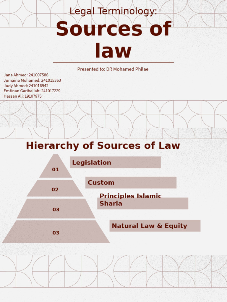 Legal Terminology - Sources of Law | PDF | Equity (Law) | Sharia