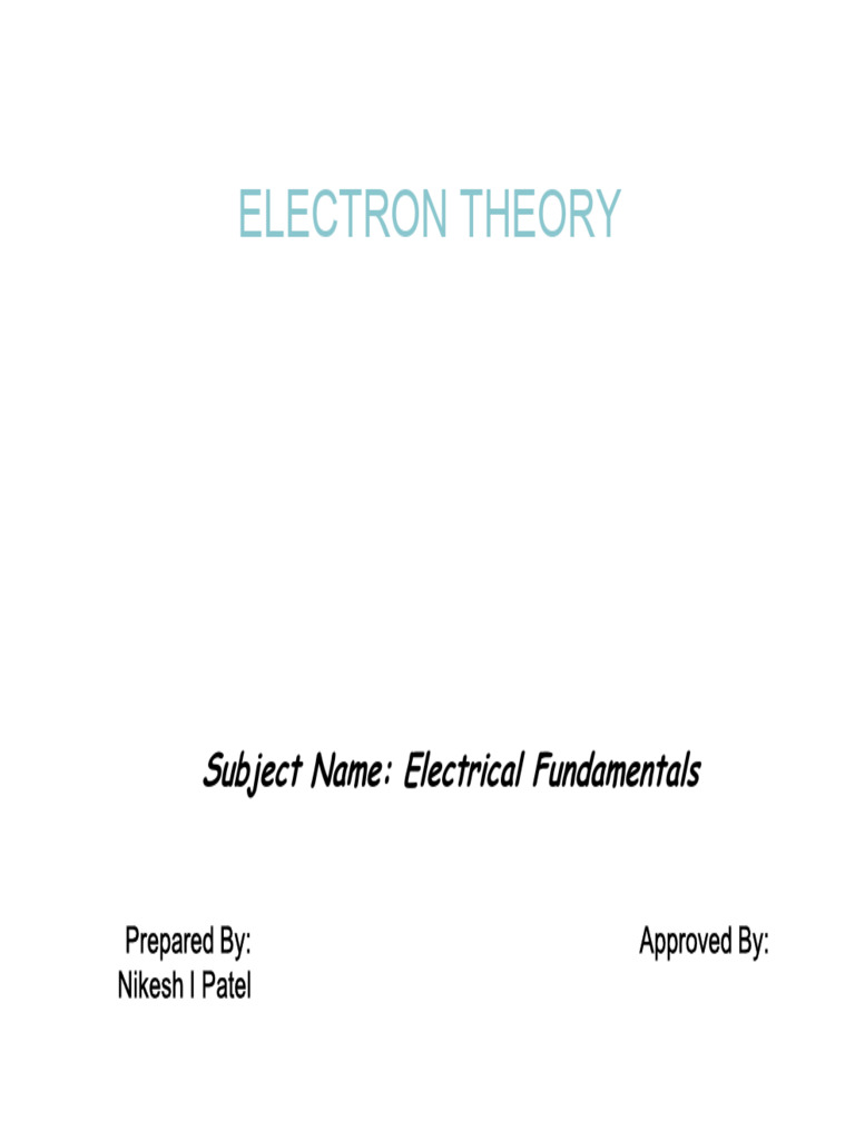 ELECTRON-THEORY | PDF | Semiconductors | Electrical Resistivity And Conductivity