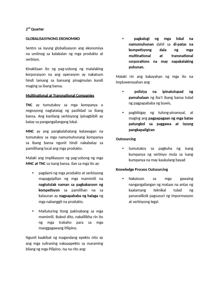 2nd Quarter Ap Lecture | PDF