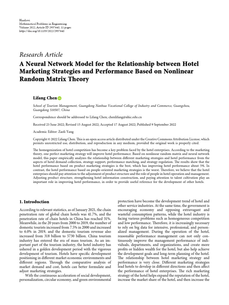 A Neural Network Model For The Relationship Betwee | PDF | Marketing ...