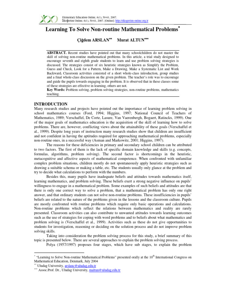 Strategies for Non-Routine Math Problems | PDF | Mathematics ...