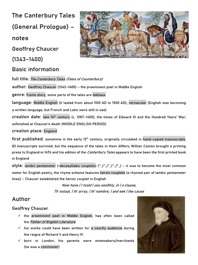 1.04.the Canterbury Tales | PDF | The Canterbury Tales | Geoffrey Chaucer