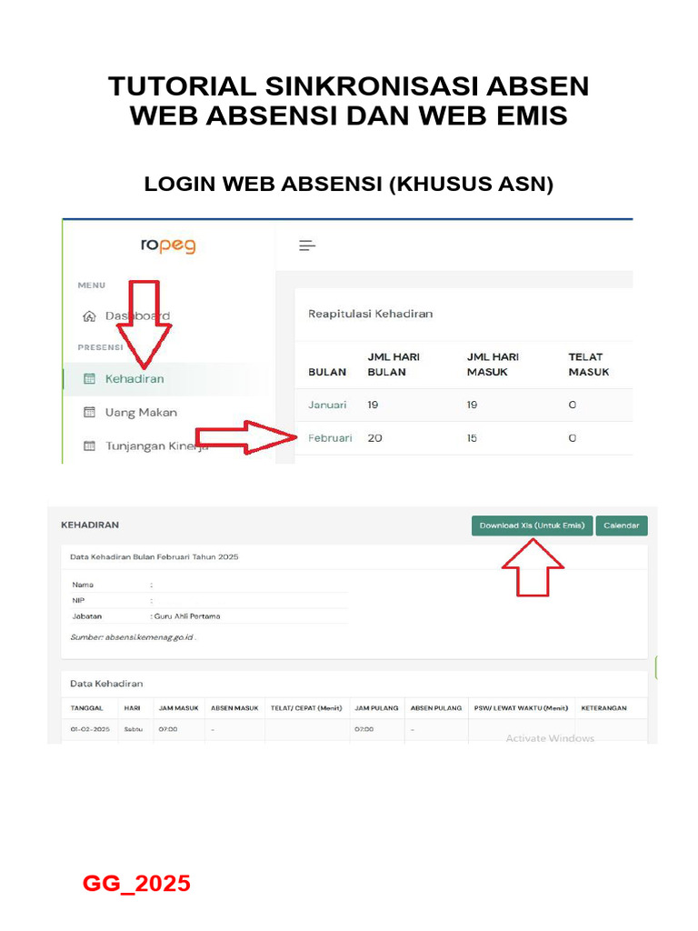 Tutorial Sinkronisasi Web Absen - Emis | PDF