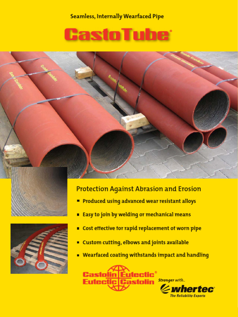 Castolin Eutectic-CastoTube Pipes | PDF | Wear | Pipe (Fluid Conveyance)