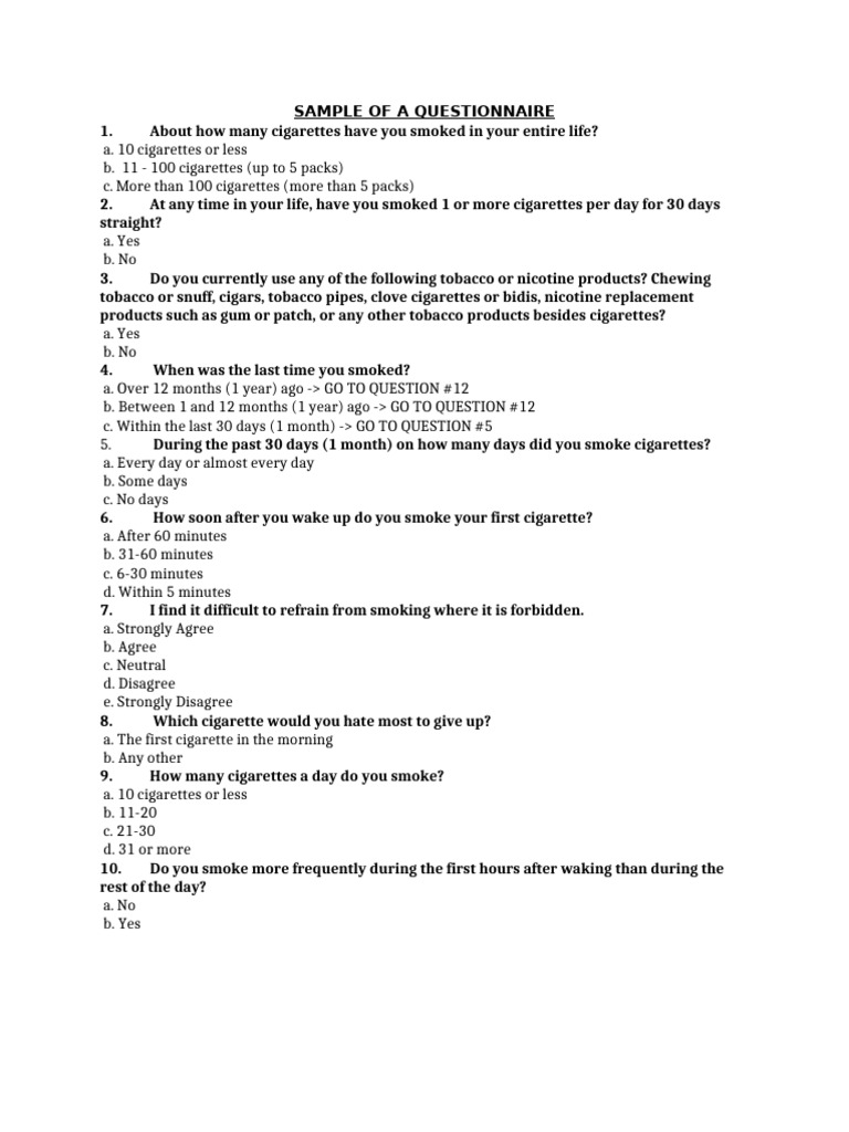 Methodology - Questionnaire Sample | PDF