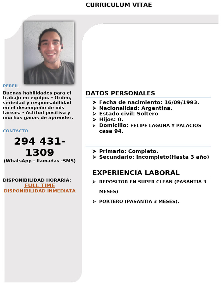 Facundo Elias Gallegos CV | PDF
