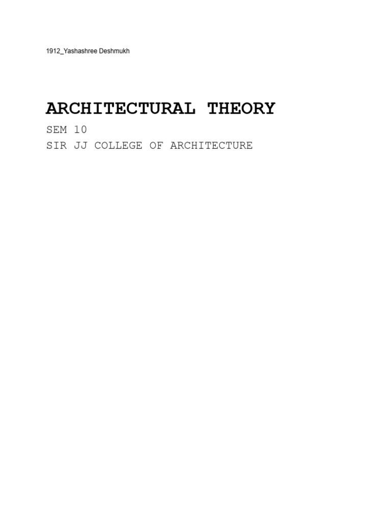 Architecture Theory Assignment 2 | PDF | Aesthetics | Modernism
