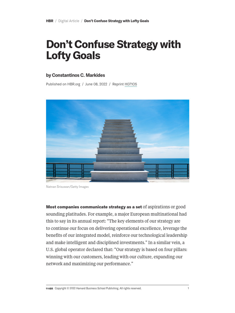 Session 1 - Don' T Confuse Strategy With Lofty Goals | PDF | Subscription Business Model | Brand