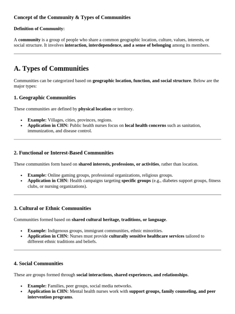 Types and Characteristics of Communities | PDF | Preventive Healthcare ...