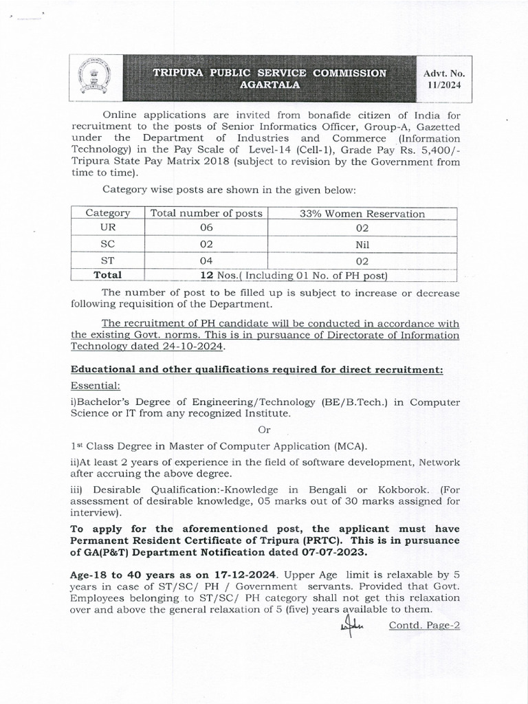 Advt. No.11 2024 | PDF