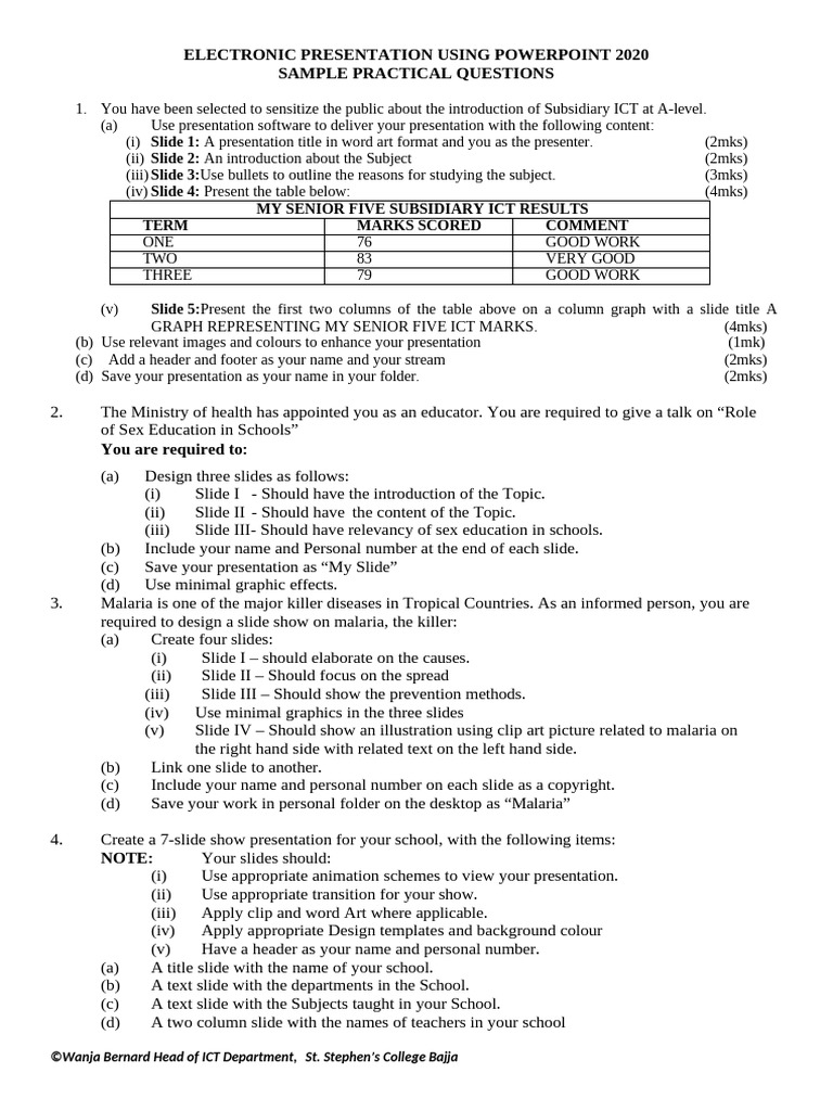 2020_April_ICT_S6_POWERPOINT_PRACTICAL_QUESTIONS | PDF | Computing