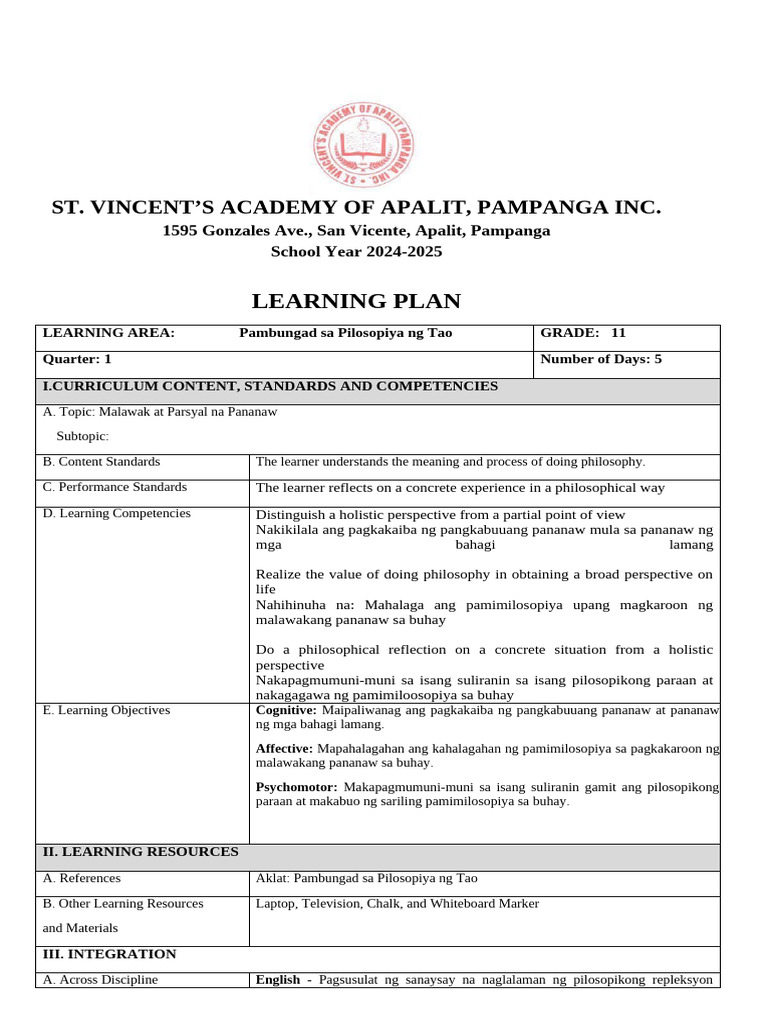 LP - Pilosopiya Week 1 | PDF