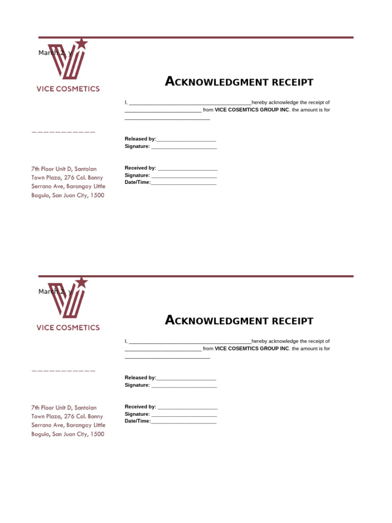 Acknowledgement Receipt | PDF