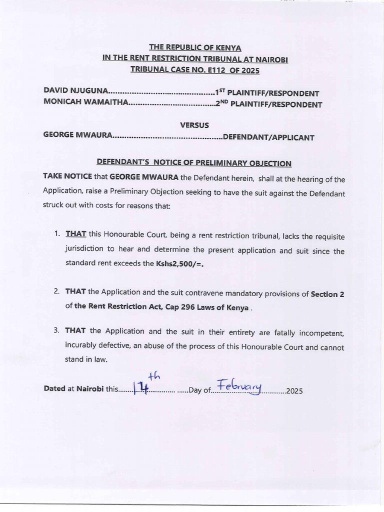 1 4367031 1739777826 PDF Forfiling Preliminary Objection George Mwaura ...