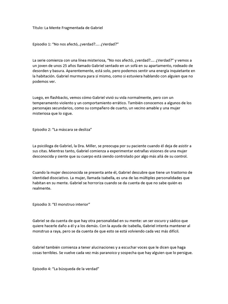 Gabriel: Mente Fragmentada y Oscura | PDF | Mente | Policía
