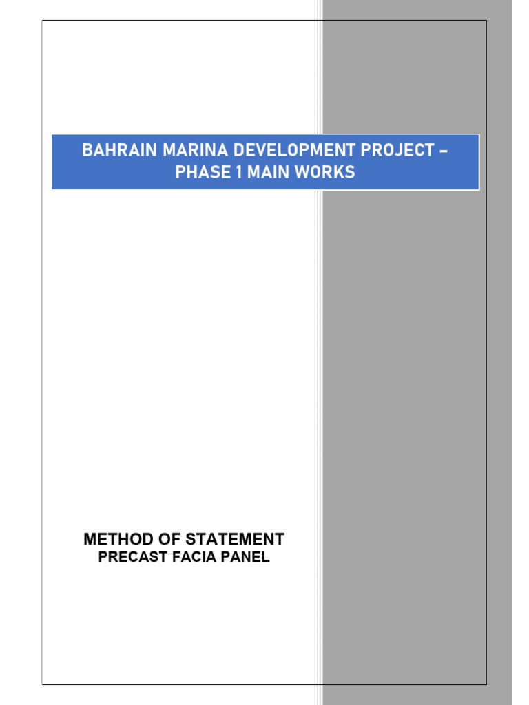 Method Statement - Precast Facia Panel | PDF | Concrete | Quality Assurance