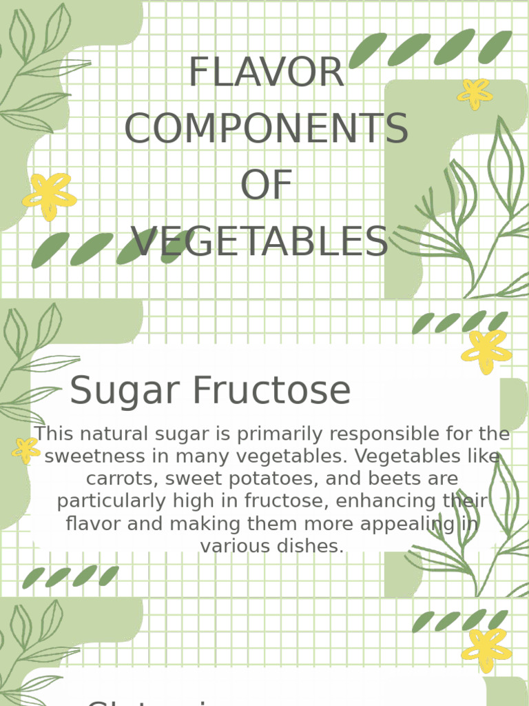 Flavor Component of Vegetables | PDF | Vegetables | Carbohydrates